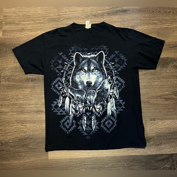 Vintage | Shirts | Y2k Majestic Wolf Native Tee | Poshmark